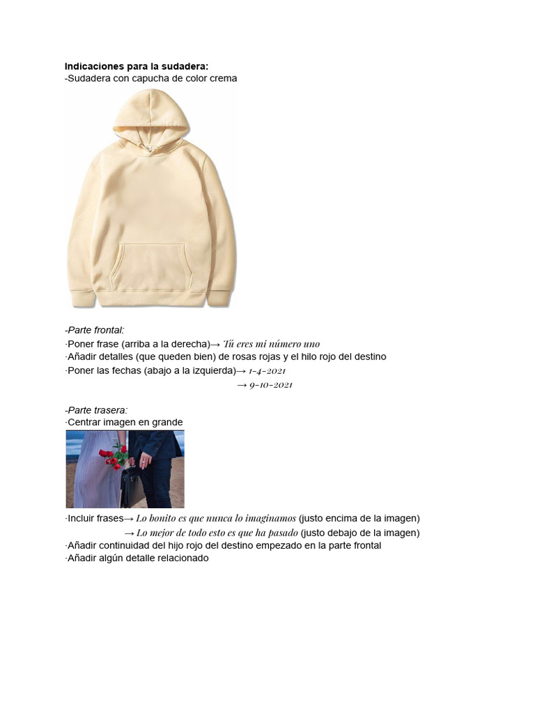 Indicaciones para La Sudadera | PDF