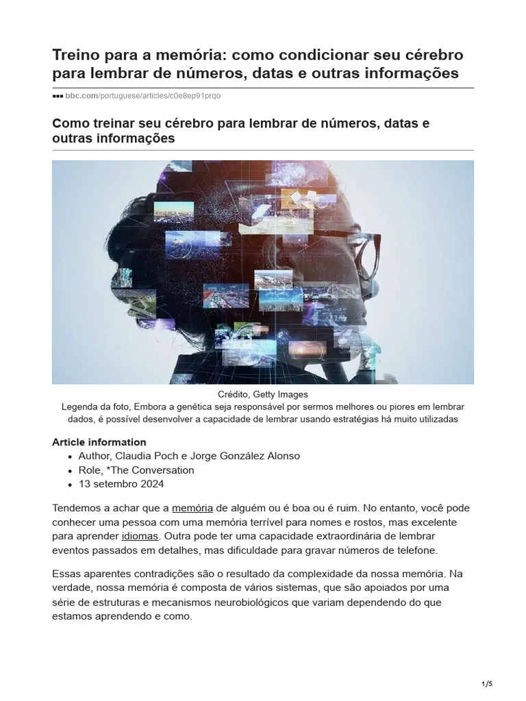 Treino para A Memória Como Condicionar Seu Cérebro para Lembrar de ...