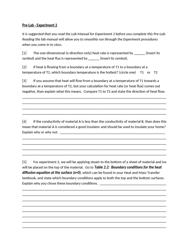 Exp2_PreLab | PDF | Heat | Flux