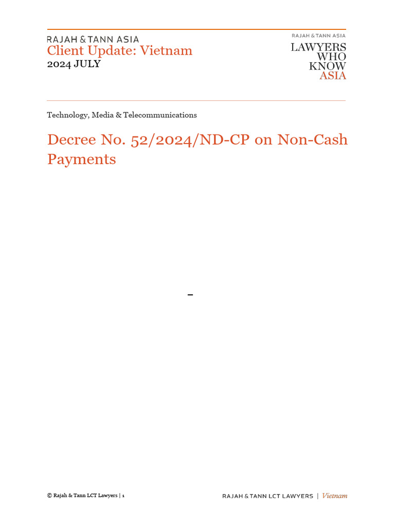 2024 - 07 - 22 Decree 52 2024 ND CP NCP | PDF | Banks | Payment System