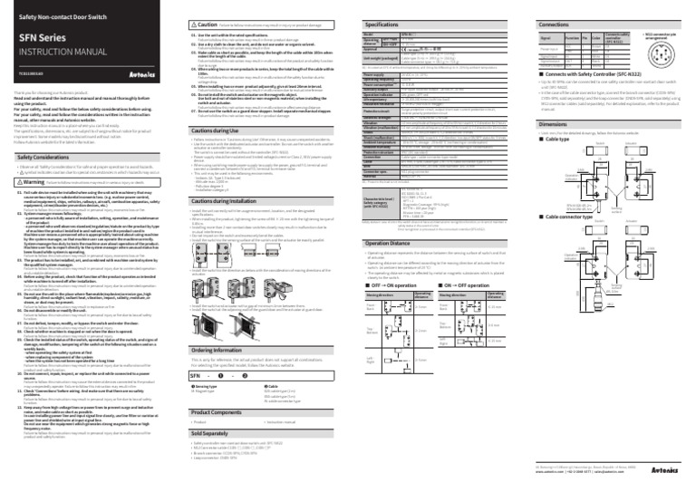 Autonics SFN Instruction Manual | PDF | Switch | Electrical Connector