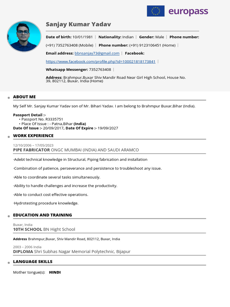 CV - Sanjay Kumar Yadav | PDF