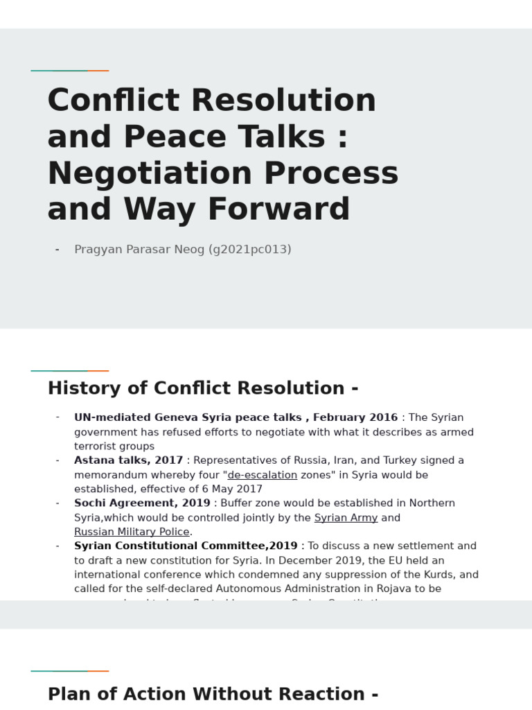 Conflict Resolution and Peace Talks - Syria | PDF | Syria | Government