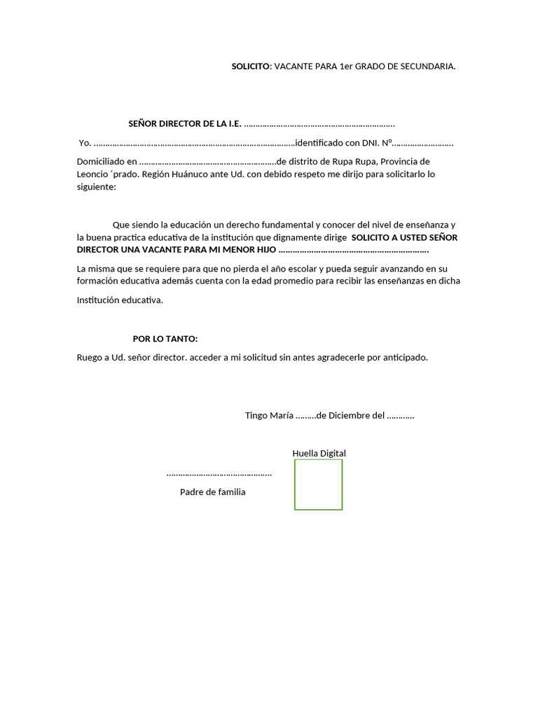 Pedido de Vacante-1 | PDF | Crecimiento personal y profesional