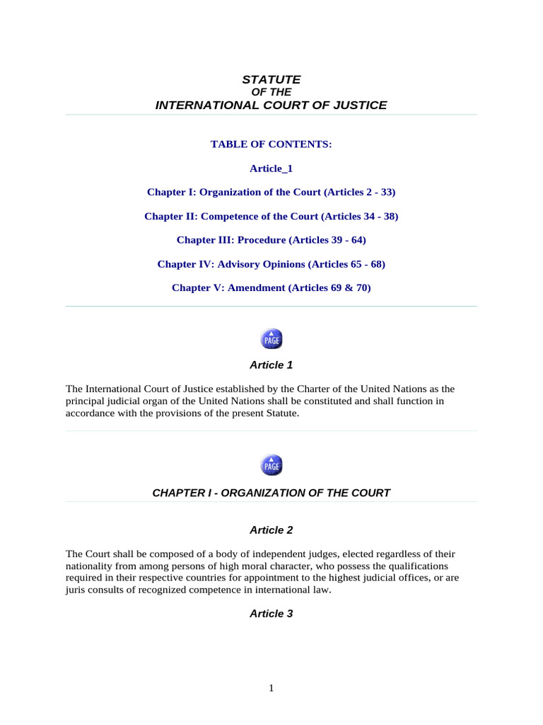 Statute of The ICJ | PDF | Judgment (Law) | Judiciaries