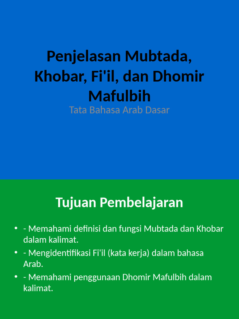 Penjelasan Mubtada Khobar Fiil Dhomir Mafulbih | PDF