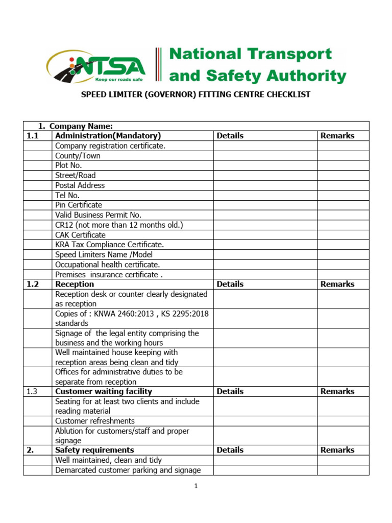 Speed Governor Checklist | PDF