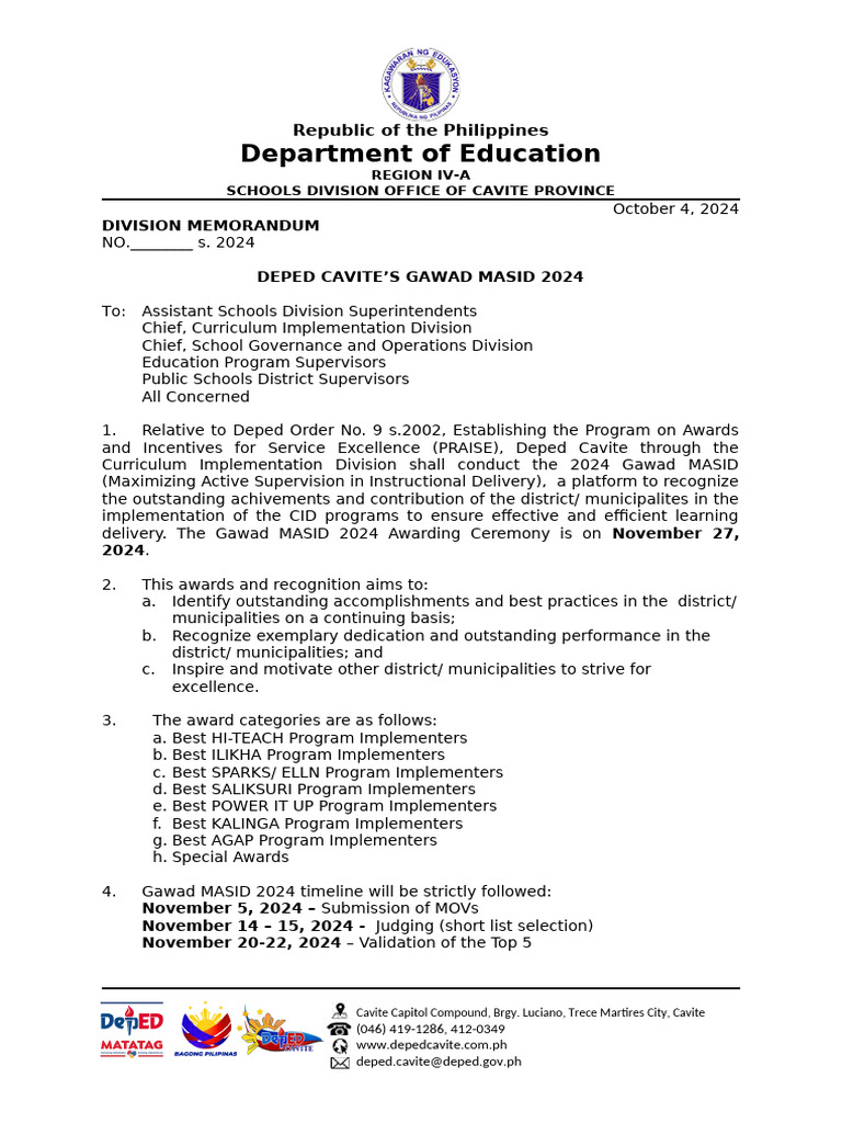 DM GAWAD MASID 2024 Final | PDF | Learning | Behavior Modification