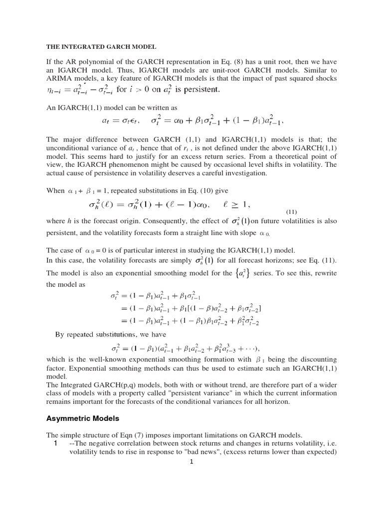 3 The Integrated Garch Model | PDF | Volatility (Finance) | Statistical ...