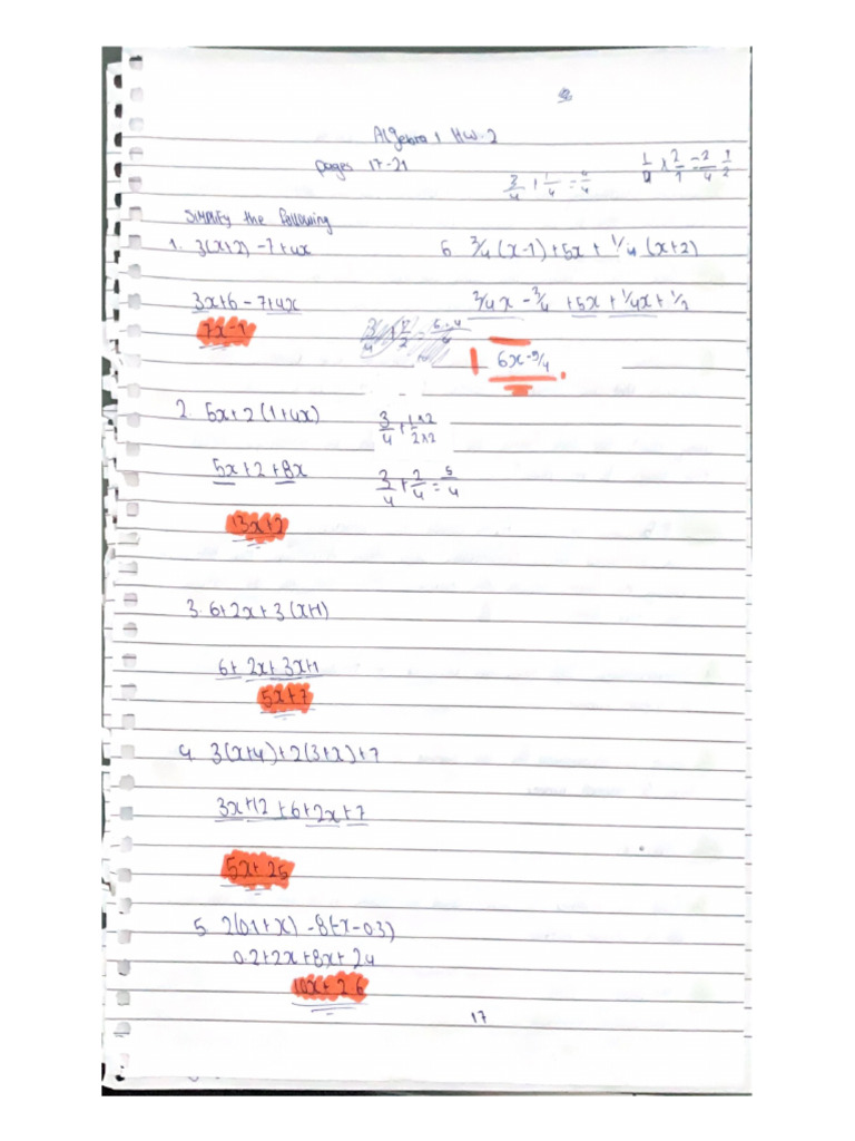 Algebra 1 HW.2 | PDF