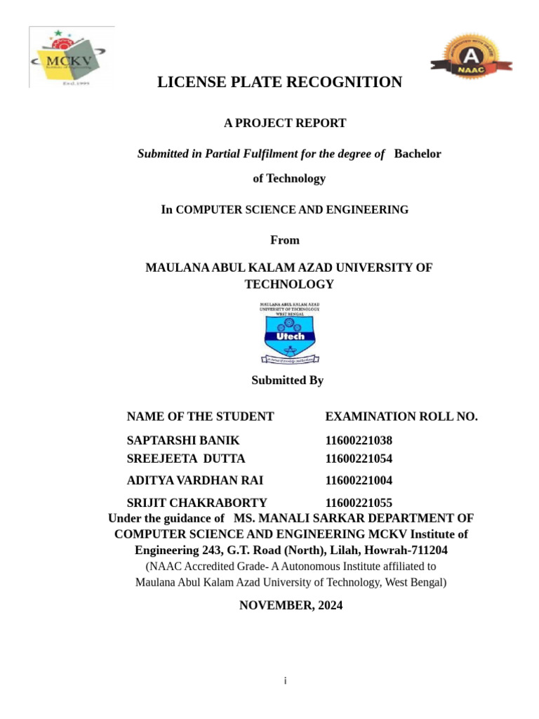 7th Semester Project Report Final Pdf Optical Character