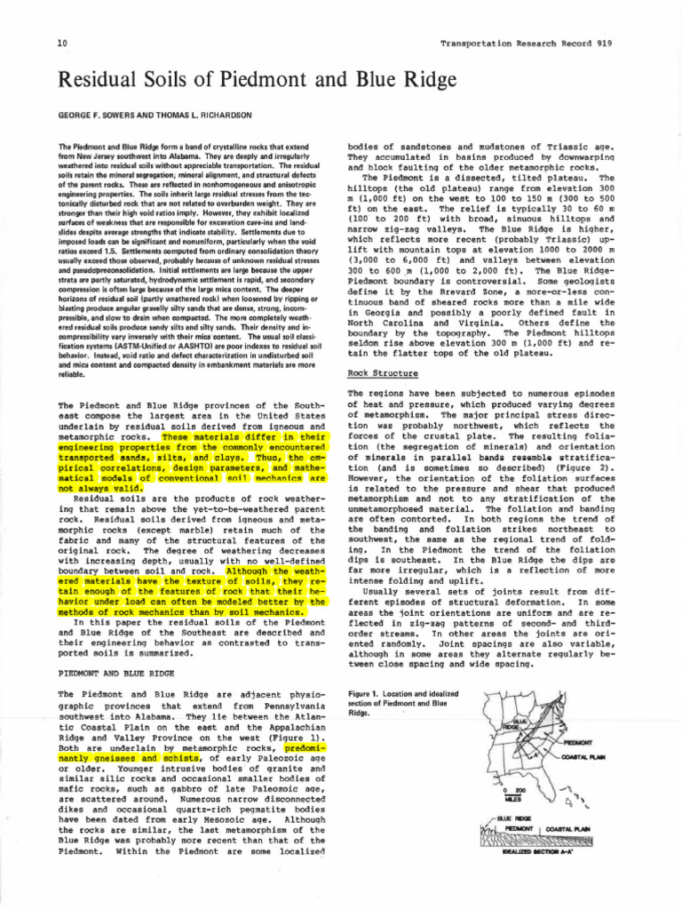 1983 - Residual Soils of Piedmont and Blue Ridge | PDF | Weathering ...