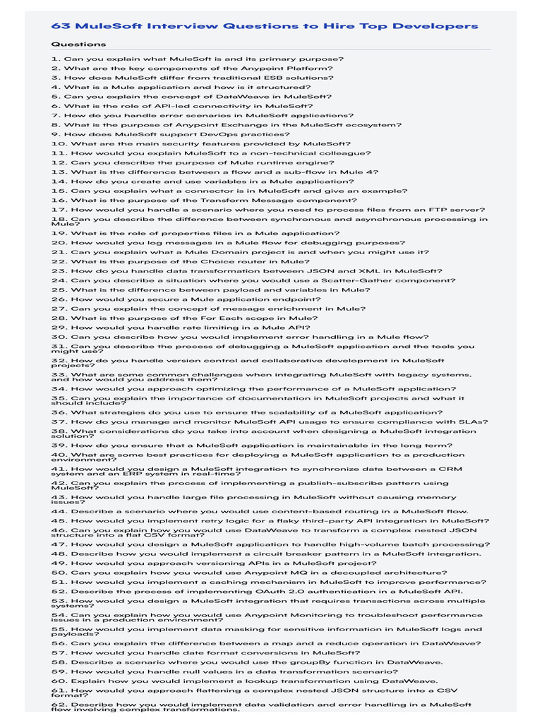 MuleSoft Interview Questions for Developers | PDF | Json | Computing