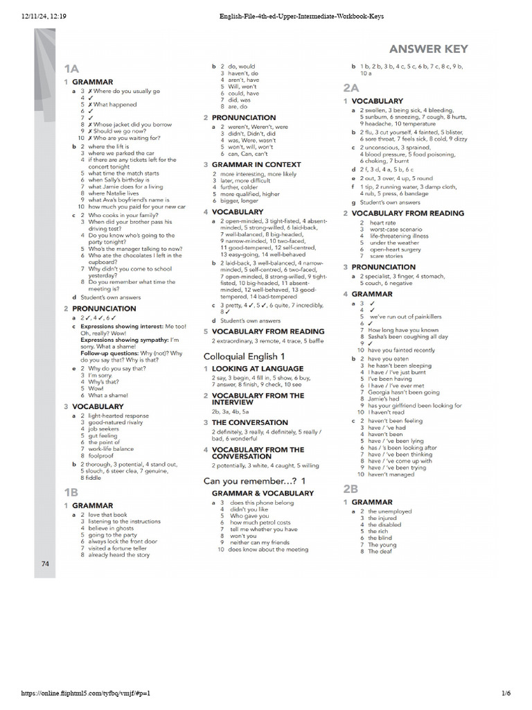English File B2.2 Workbook Answer Key | PDF | Language Arts ...