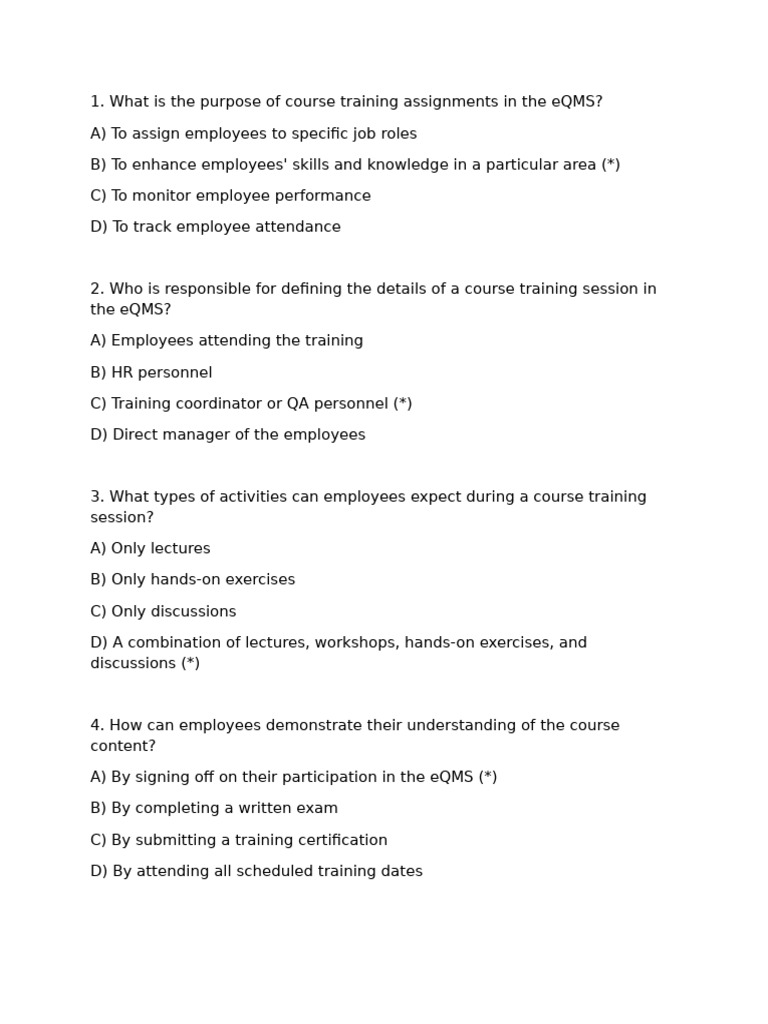 Quiz For Training QSP-011 | PDF