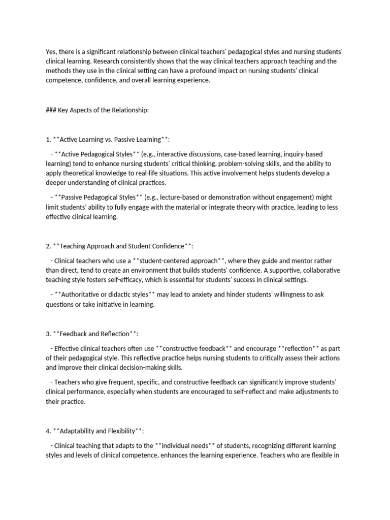Nursing Pedagogical Styles | PDF | Pedagogy | Learning