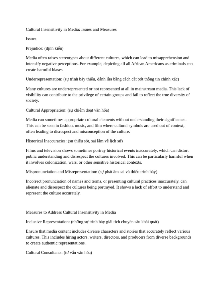 Addressing Cultural Insensitivity in Media | PDF | Social Science