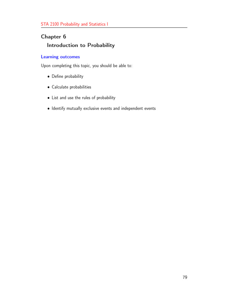 STA2100-Probability | PDF | Probability Distribution | Random Variable
