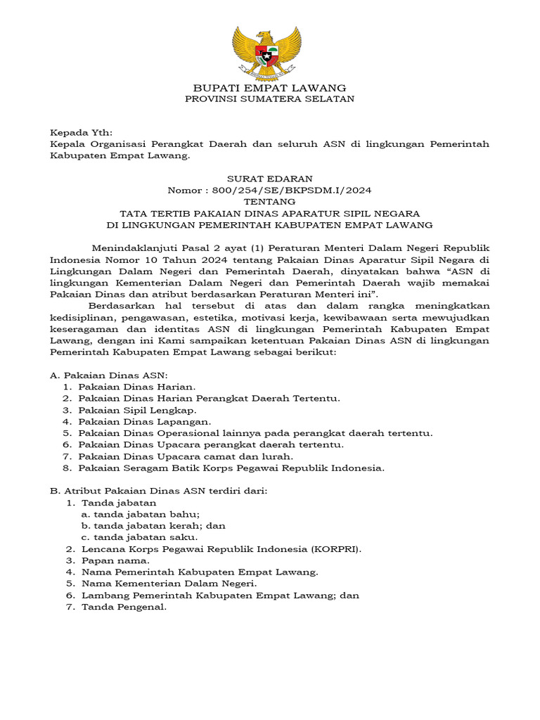 Se Pakaian Dinas Asn 2024 | PDF