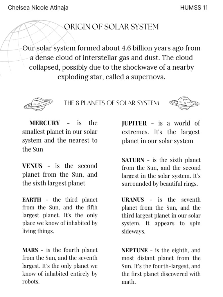 Origin of Solar System | PDF | Social Science | Science & Mathematics