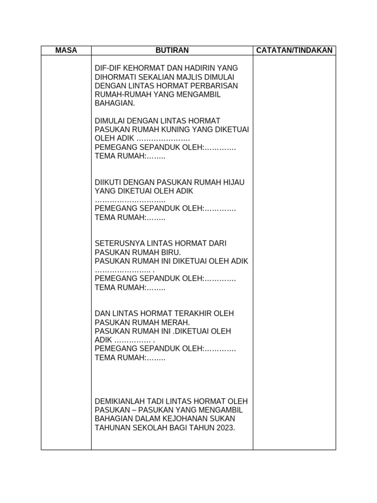 Teks Emcee Sukan | PDF