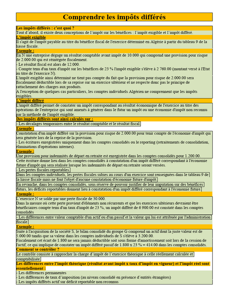 Comprendre les impôts différés | PDF | Impôts | Comptabilité