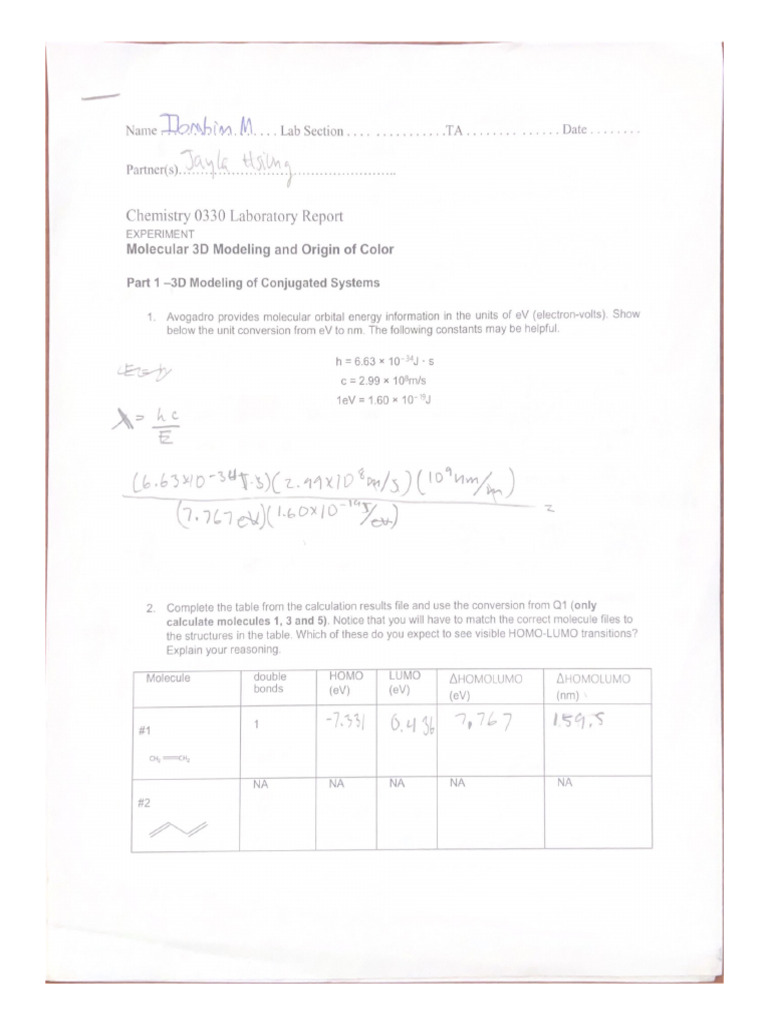 Chem 330 Lab 3 Report | PDF