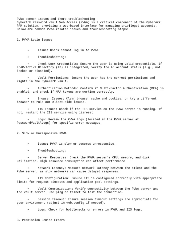 PVWA Common Issues and There Troubl | PDF | Backup | Internet ...