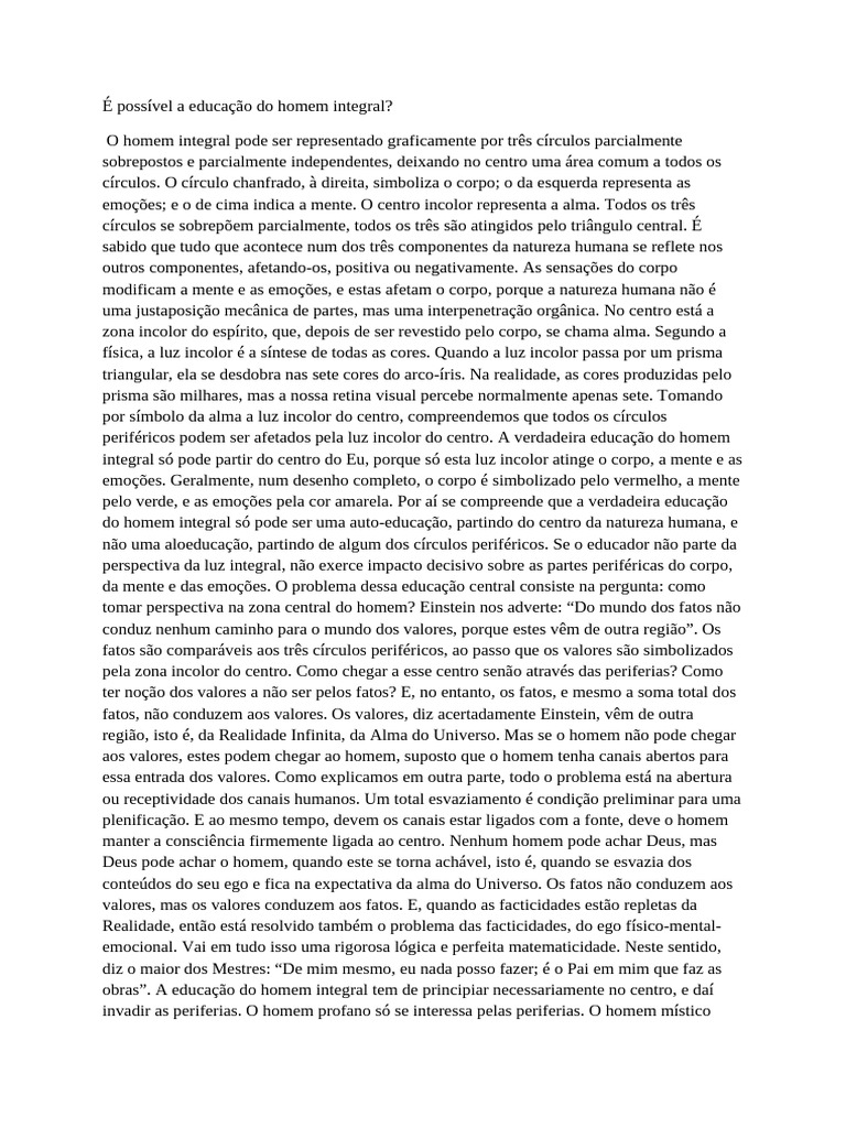 É Possível A Educação Do Homem Integral | PDF | Cor | Alma