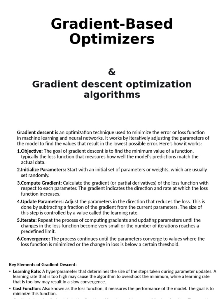 Gradient-Based Optimizers | PDF | Mathematical Optimization | Applied ...