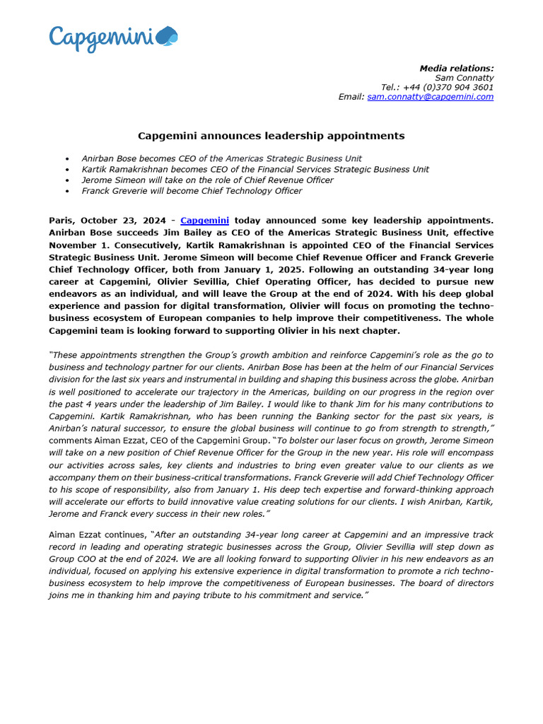 10 - 23 - Capgemini Leadership Appointments 2 | PDF