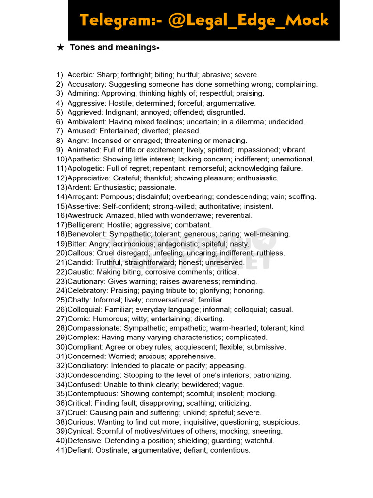 How To Identify Tones - rc.CLAT - Ailet PDF | PDF | Psychology | Emotions