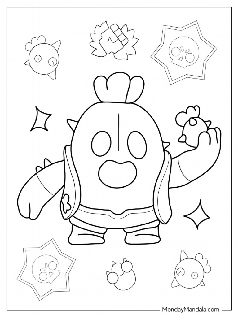 Kawaii Spike Coloring Page | PDF