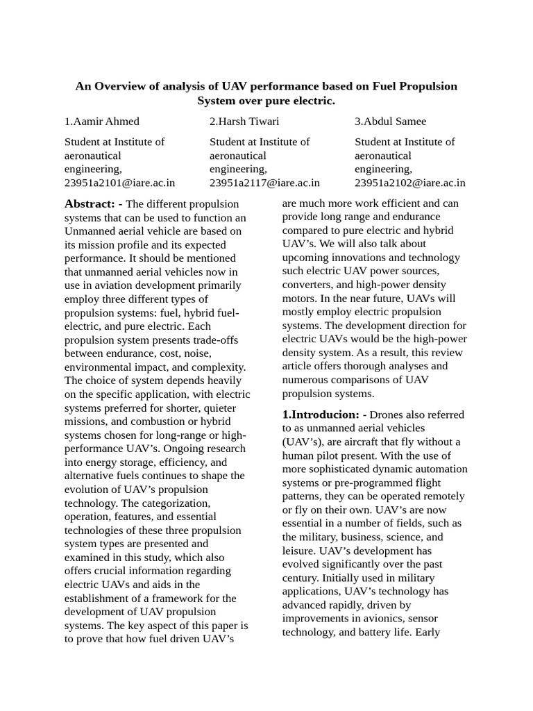 Draft 1 | PDF | Unmanned Aerial Vehicle | Gasoline