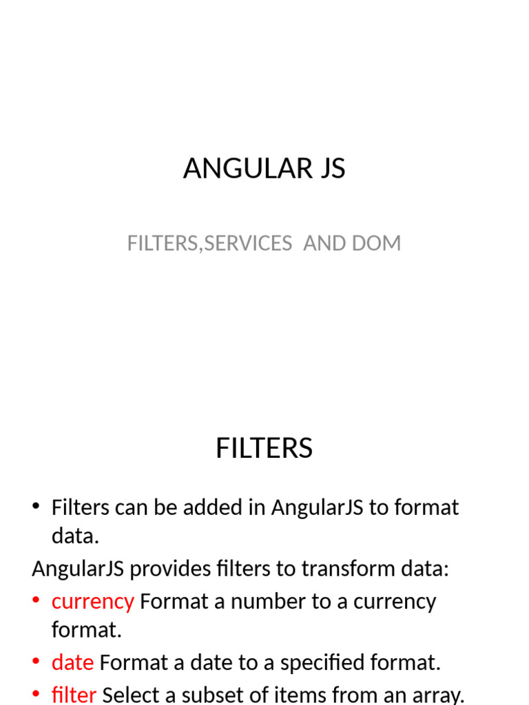 Filter Service | PDF | Angular Js | Html