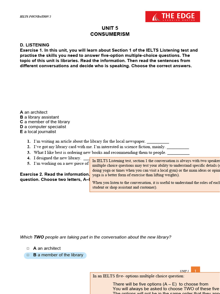 Unit 5 - Student JPS | PDF | Multiple Choice | International English ...