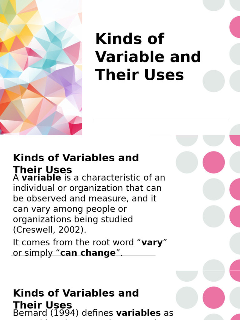 Kinds of Variable and Their Uses | PDF | Level Of Measurement ...