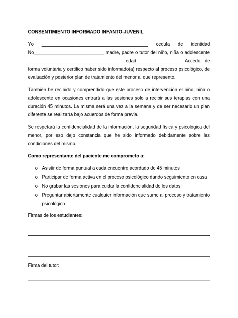 Consentimiento Informado Infanto (1) .1 | PDF