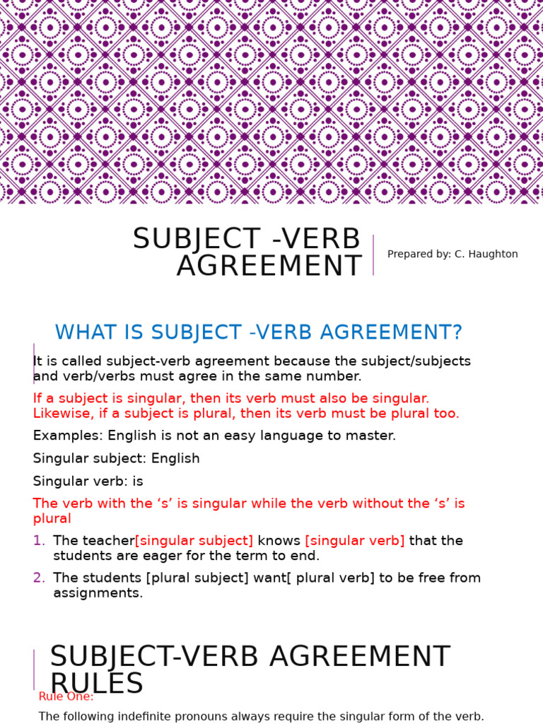 Subject-Verb Agreement Guide | PDF | Grammatical Number | Plural