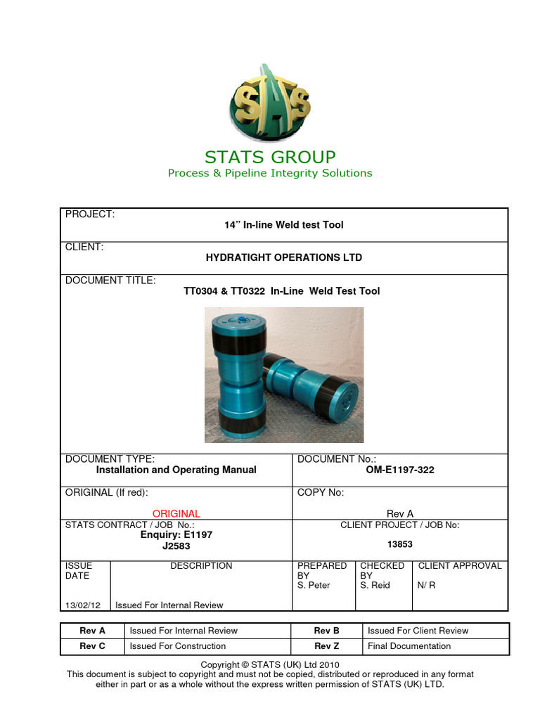 STATS - IWTT Operating Manual | PDF | Pipe (Fluid Conveyance) | Leak