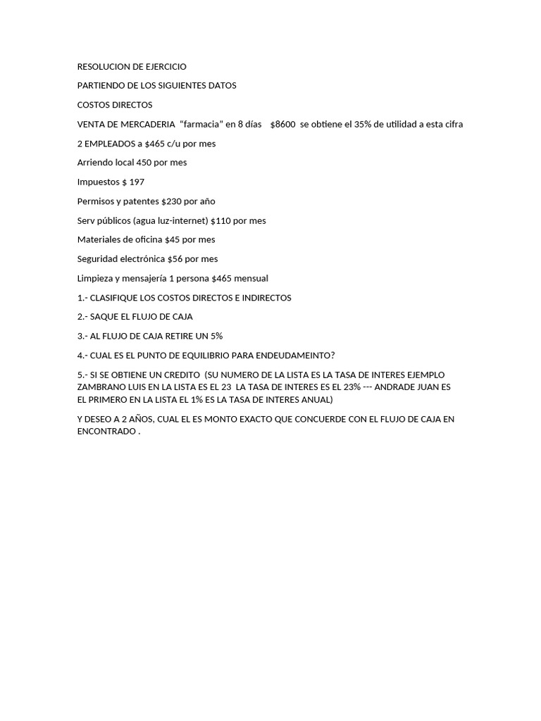 Semana 9 Resolucion de Ejercicio | PDF