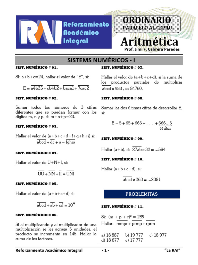 010 Sist Num (+) (X) | PDF | Lógica matemática | Notación