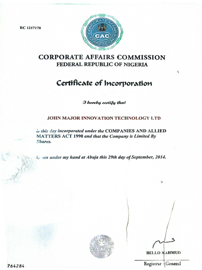 CAC Certificate John Major | PDF