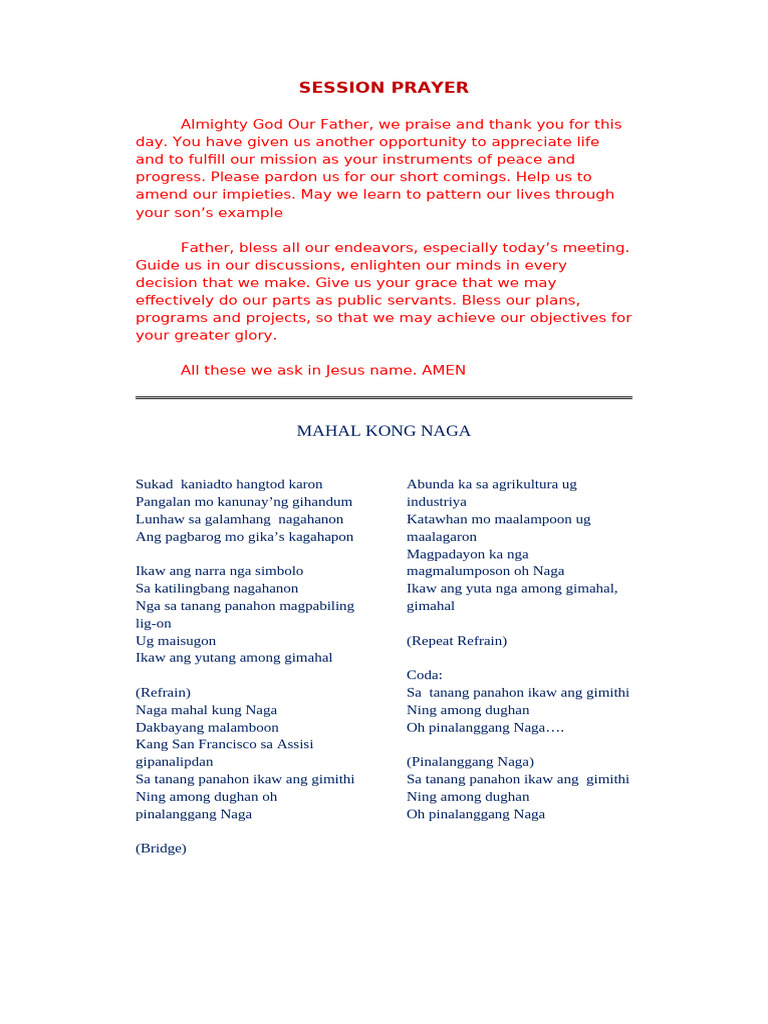 Prayer for Barangay Meeting | PDF | Religion & Spirituality