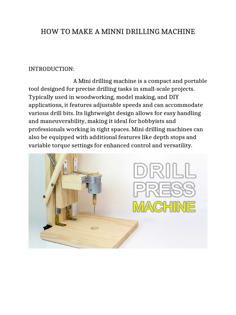 How To Make A Minni Drilling Machine | PDF | Electric Motor | Drill