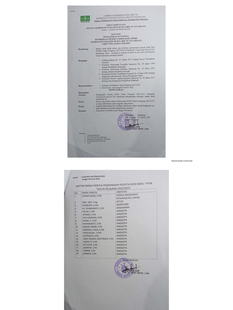 Panitia PPDB TP 2022-2023 | PDF