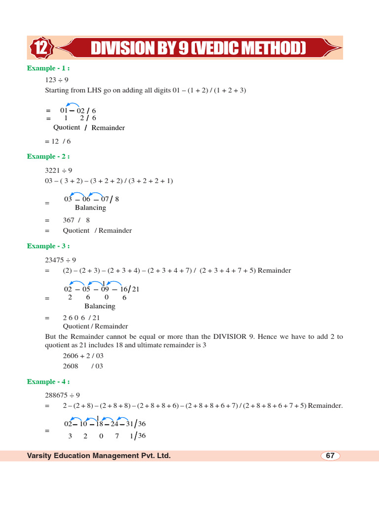 Chapter-12 Division by 9 | PDF | Division (Mathematics) | Arithmetic