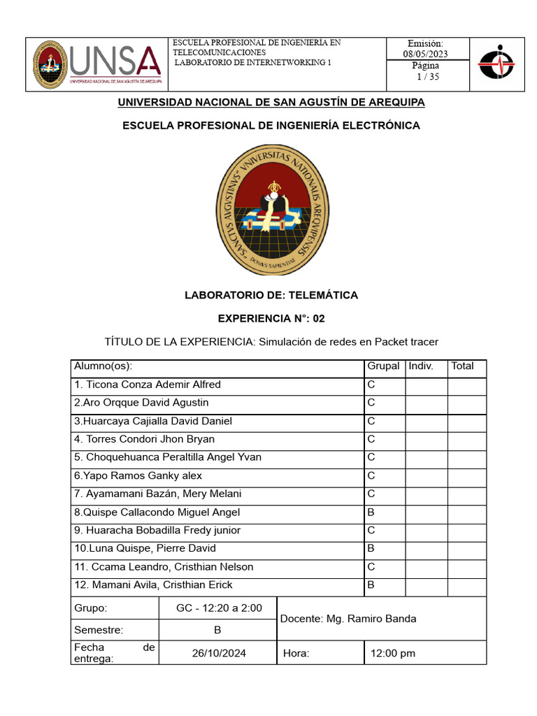 Lab2 Telemática | PDF | Enrutador (Computación) | Dirección IP
