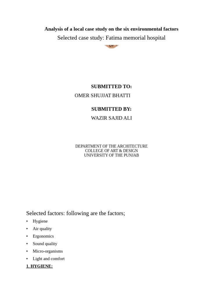 Analysis of A Local Case Study On The Six Environmental Factors - WAZIR SAJID (1 ...