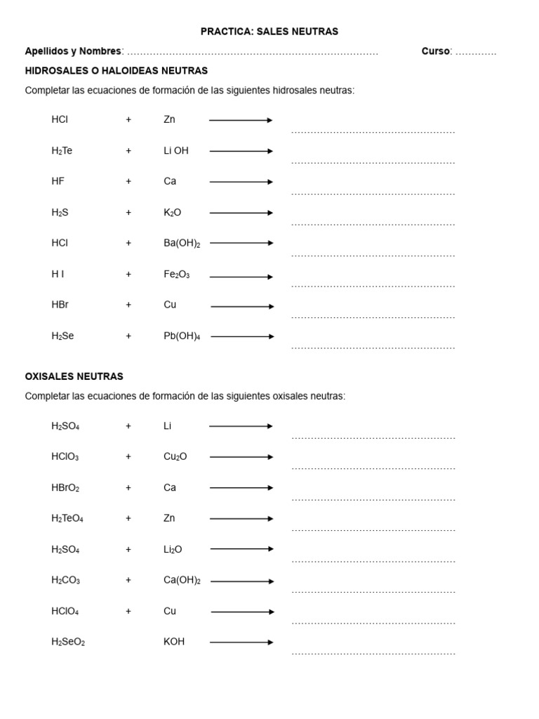 Practica de Sales Neutras | PDF | Química | Química Inorgánica